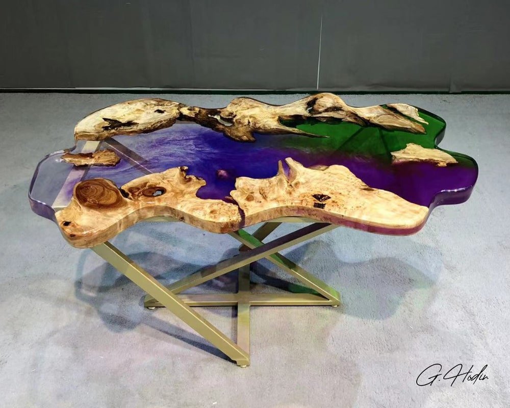 Table Basse Rivière Résine Epoxy Multicolore LAS – G.Hodin